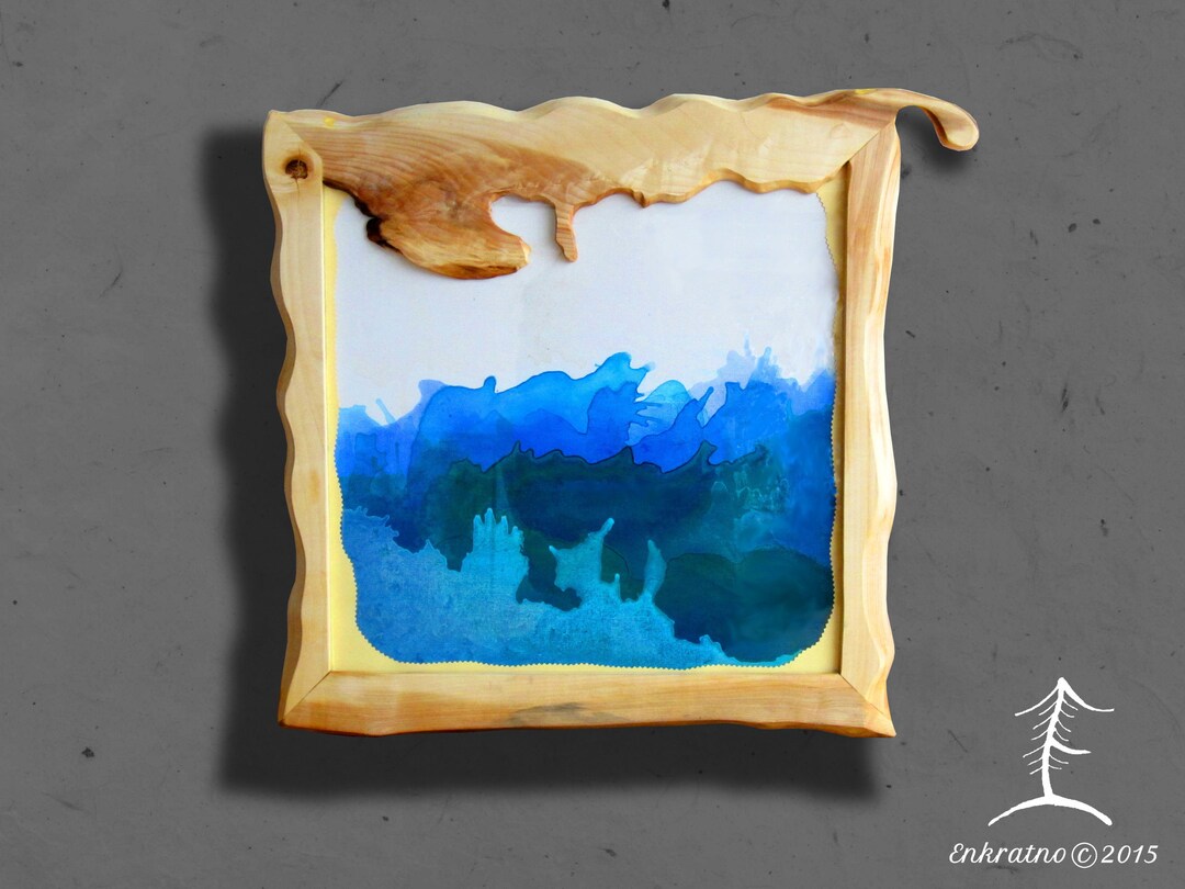 Blue Abstract Art FRAMED Maple Frame Carved Frame - Etsy