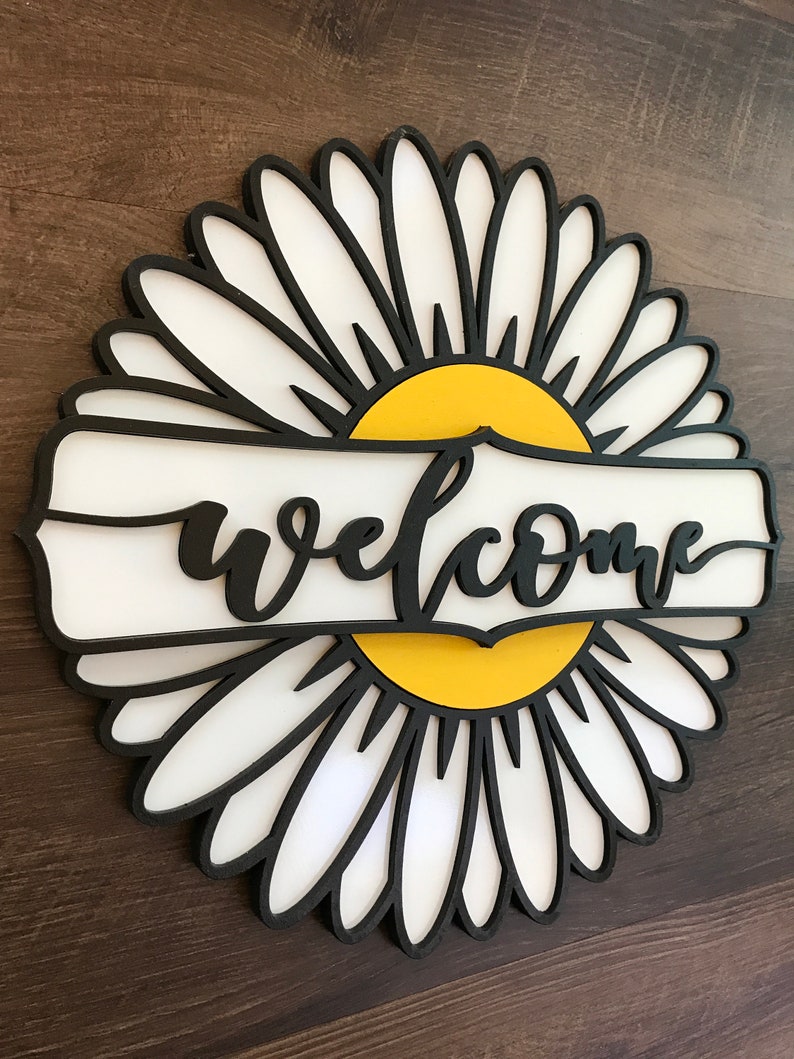 Daisy Welcome Sign Porch Sign Party Decor Door Sign Wall - Etsy