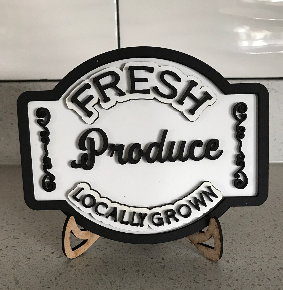 Farmers Market Sign, Farm Fresh, Kitchen Signs, Locally Grown, Tiered ...