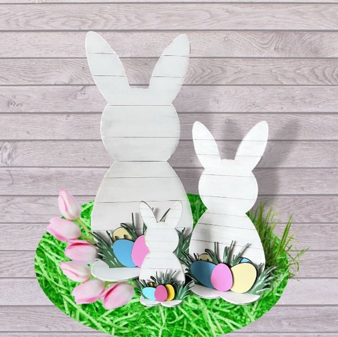 Wooden Easter Bunny Set of 3, Easter Decorations, Farmhouse Easter ...