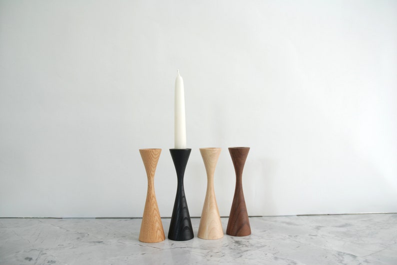 Bishop Walnut Set of 2 Handturned Wood Candlestick Candle - Etsy