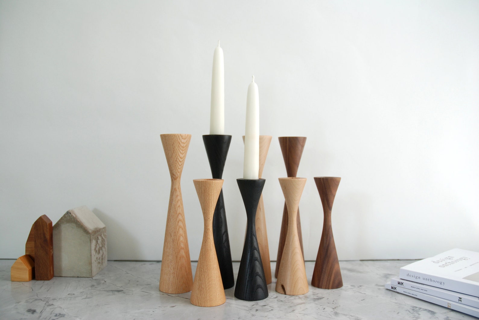 Bishop Maple Set of 2 Handturned Wood Candlestick Candle - Etsy