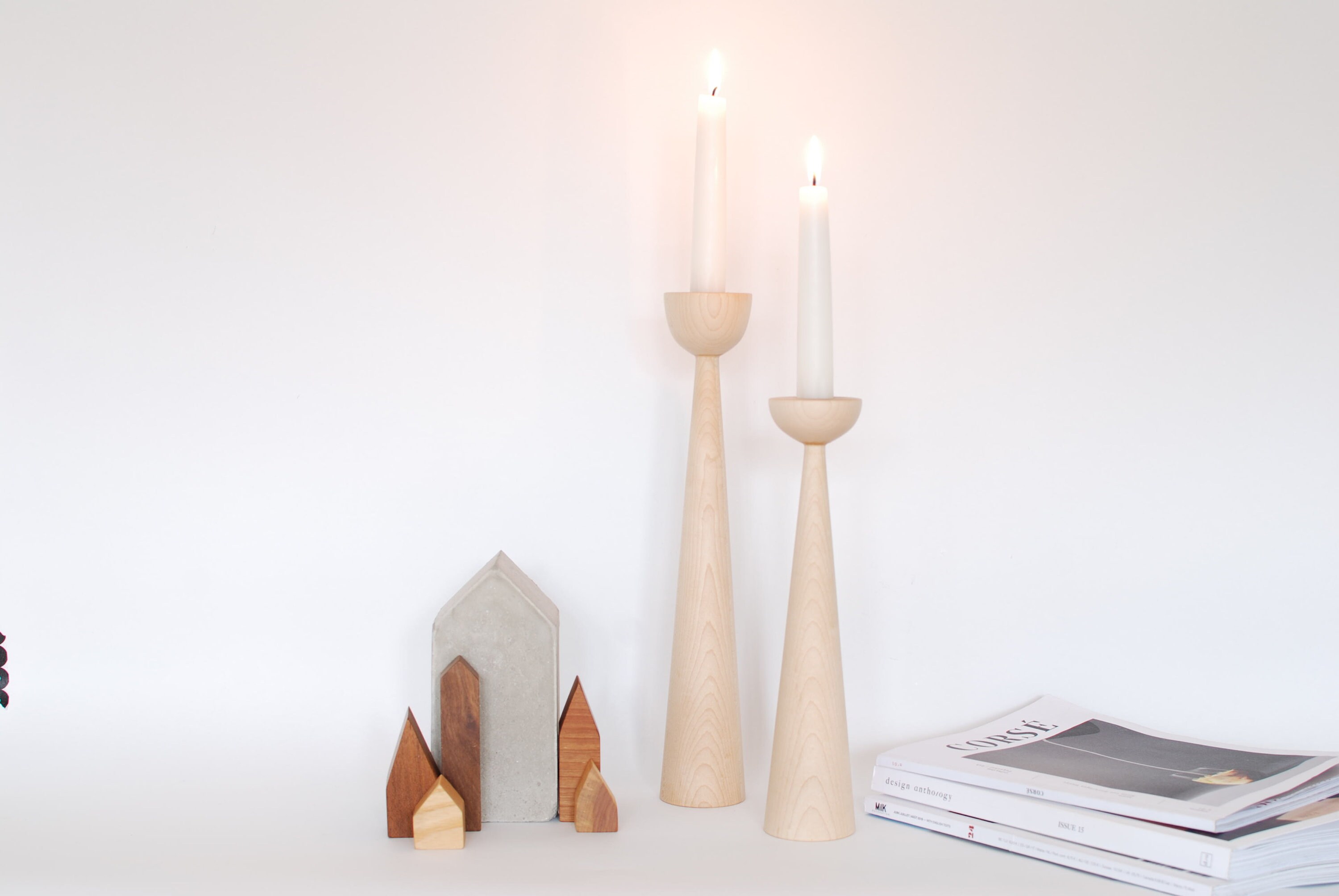 Victoria Maple Set of 2 Handturned Minimalist Wood Candlestick - Etsy ...