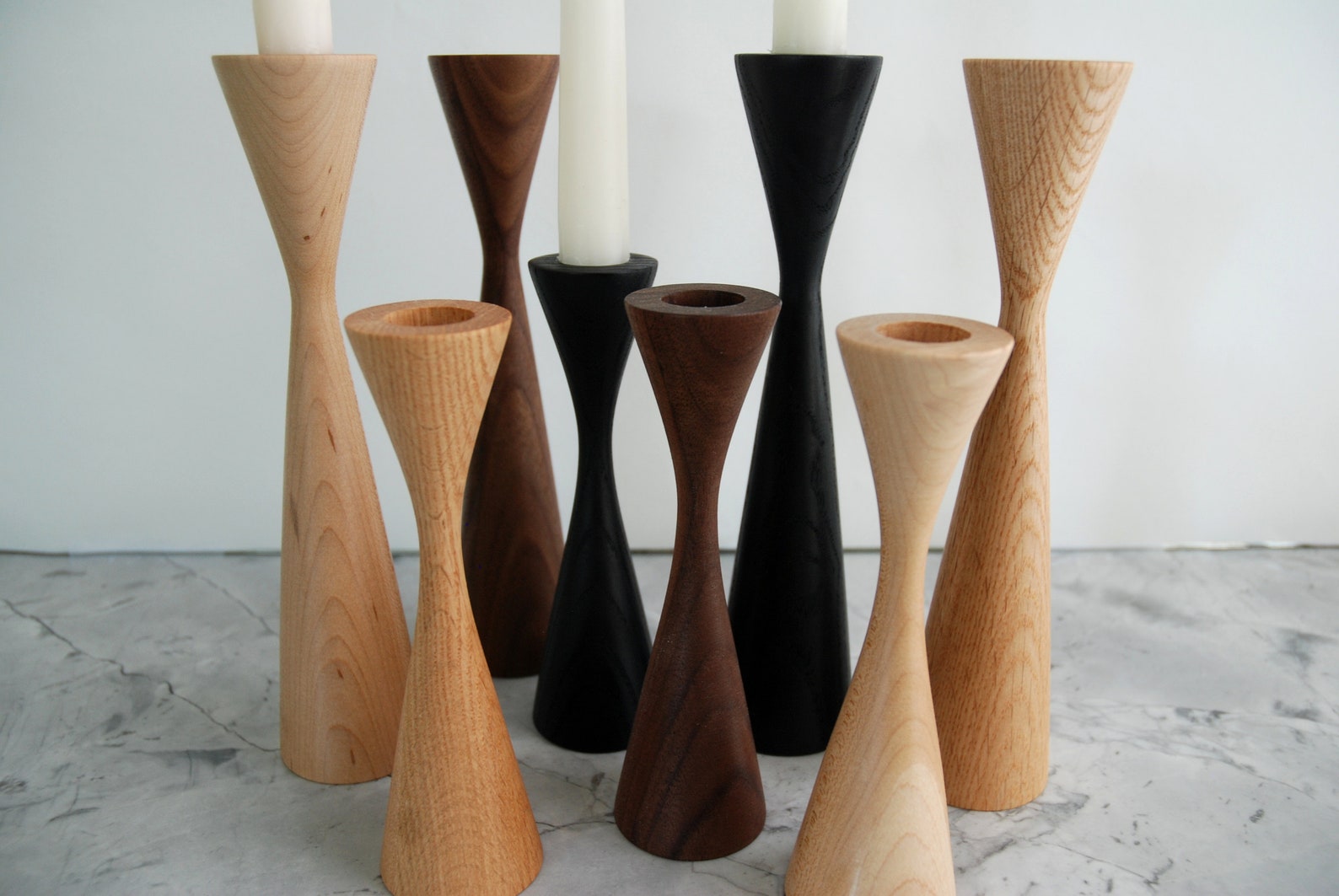 Bishop Maple Set of 2 Handturned Wood Candlestick Candle | Etsy