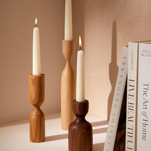 Bishop Walnut Set of 2 Handturned Wood Candlestick Candle Bishop Walnut Set of 2 Handturned Wood Candlestick Candle