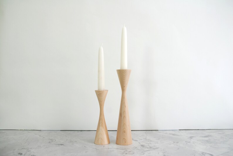 Bishop Maple Set of 2 Handturned Wood Candlestick Candle - Etsy