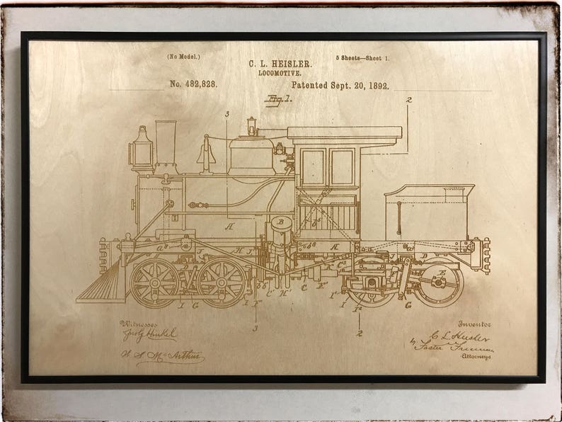 Heisler Locomotive Patent, Laser Cut Patent, Locomotive Blueprint ...