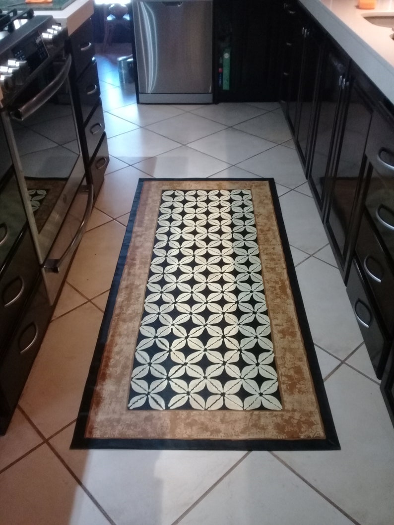 Hand Painted Canvas Runner Rug, Tropical Design, Rug, Runner Rug, Area ...