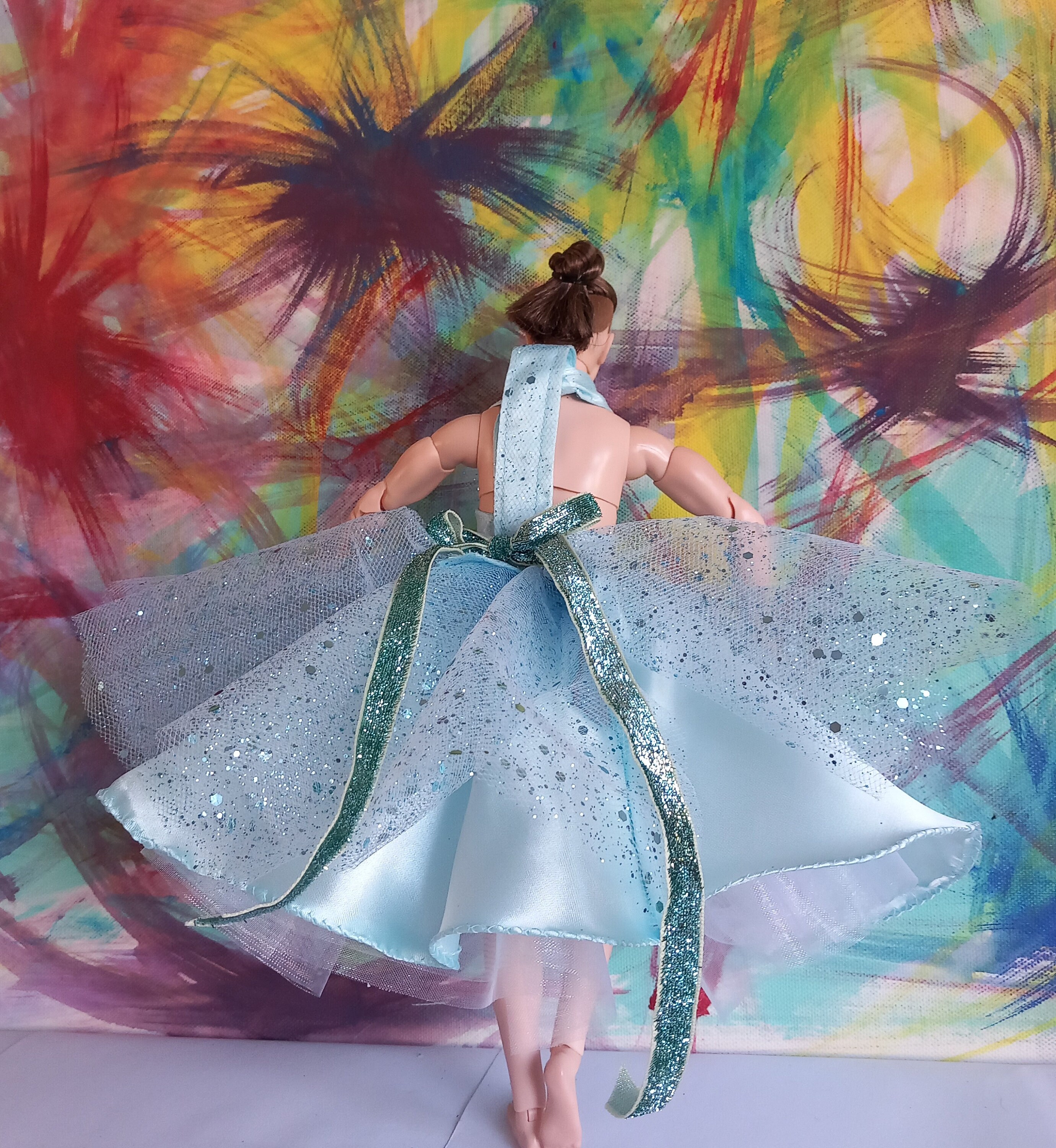 Light Blue Satin and Sparkly Net Ball Gown for the Ken Doll - Etsy UK