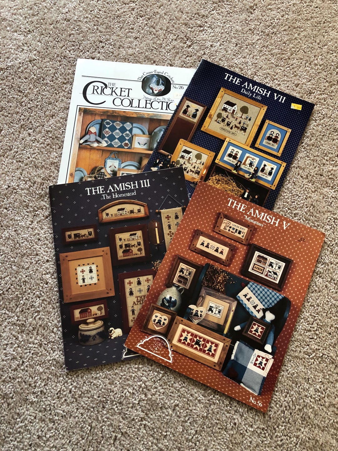 Lot of 4 Amish / Country Style Cross Stitch Patterns, Homespun Elegance ...