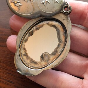 Antique Holly Sliding Locket With Mirror, Art Nouveau Era, Christmas ...