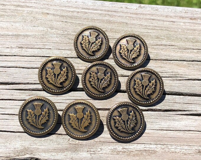 Lot of 8 Vintage Scottish Thistle Brass Buttons - Etsy