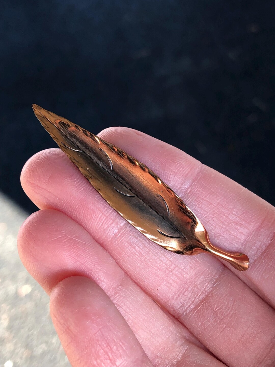 Signed Stuart Nye Copper Leaf Pin - Etsy