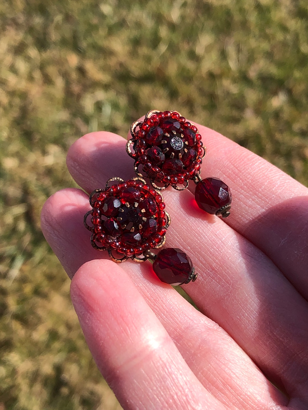 Avon Faux Garnet Earrings for Pierced Ears - Etsy