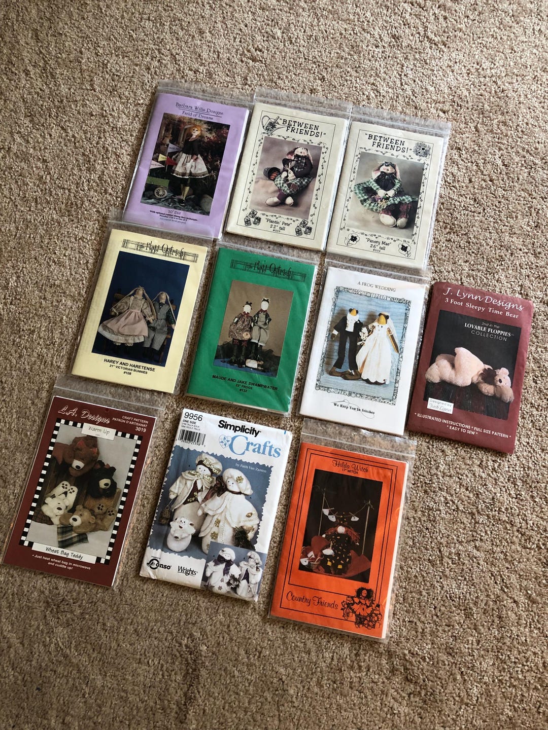Lot of 10 Uncut Doll / Toy Patterns, in Original Packaging, Frogs ...