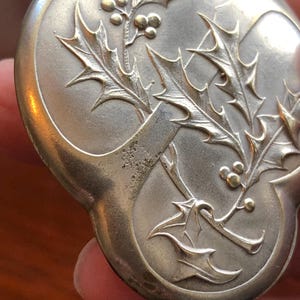 Antique Holly Sliding Locket With Mirror, Art Nouveau Era, Christmas ...