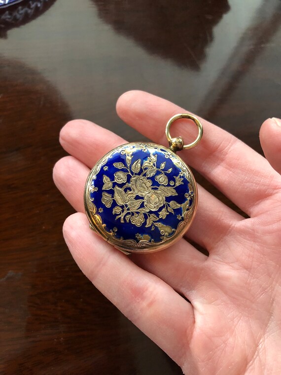Antique Gold Enamel Fish Locket - Gem