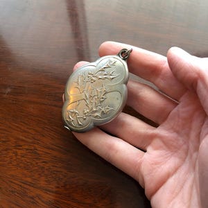 Antique Holly Sliding Locket With Mirror, Art Nouveau Era, Christmas ...