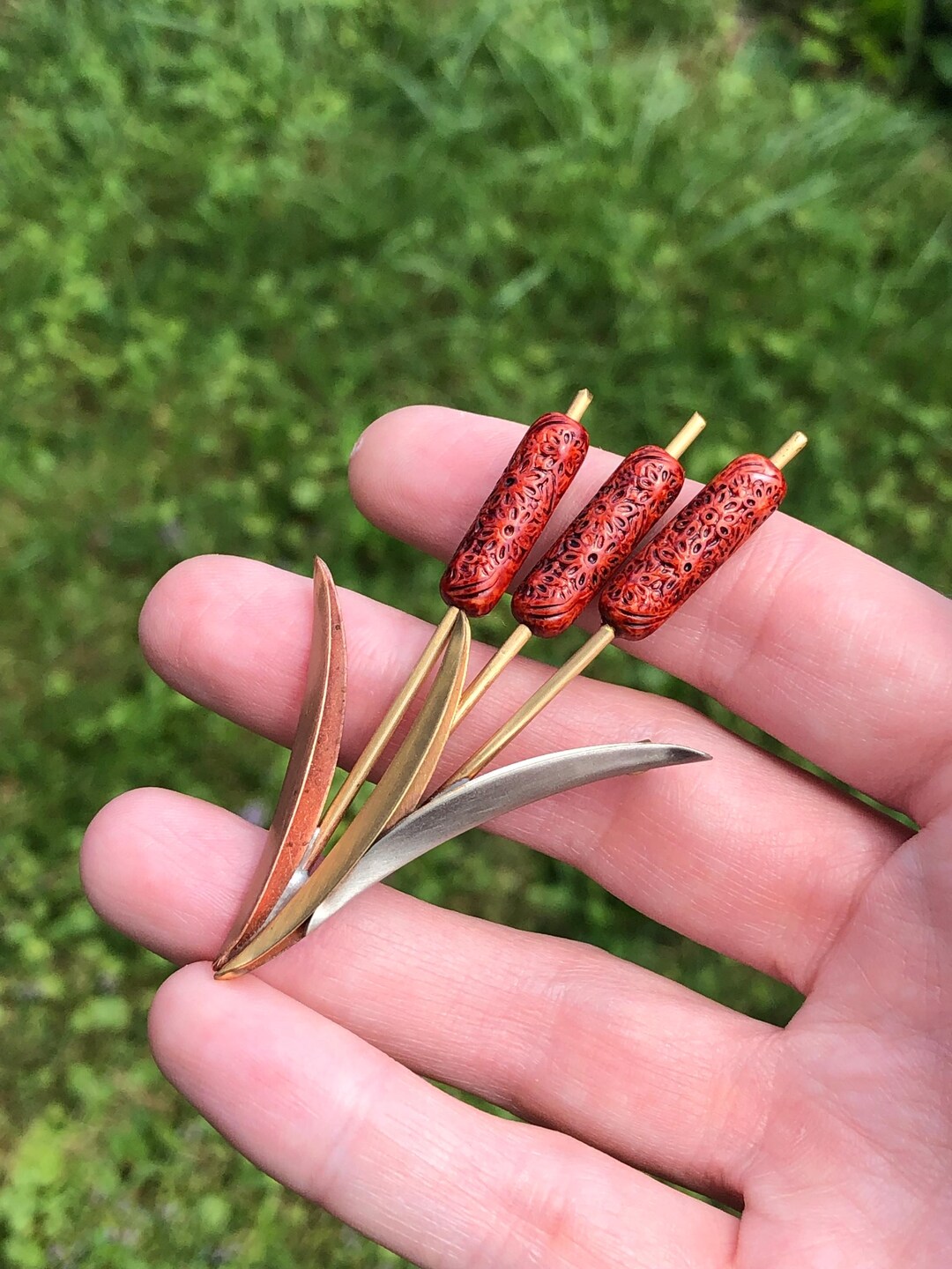 Vintage Cattail Pin - Etsy