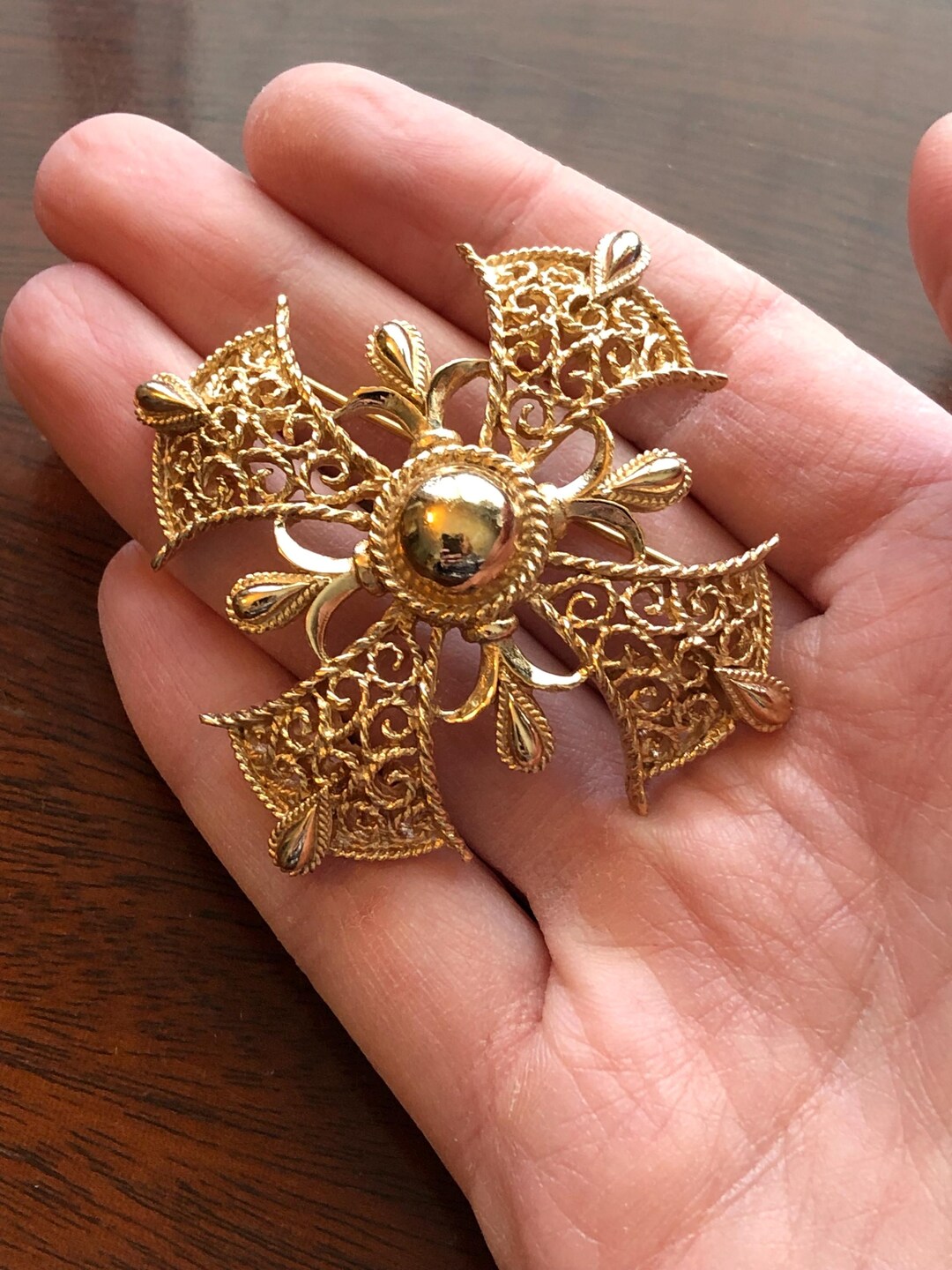 Signed Trifari Gold Tone Maltese Cross Brooch, Stunning! - Etsy