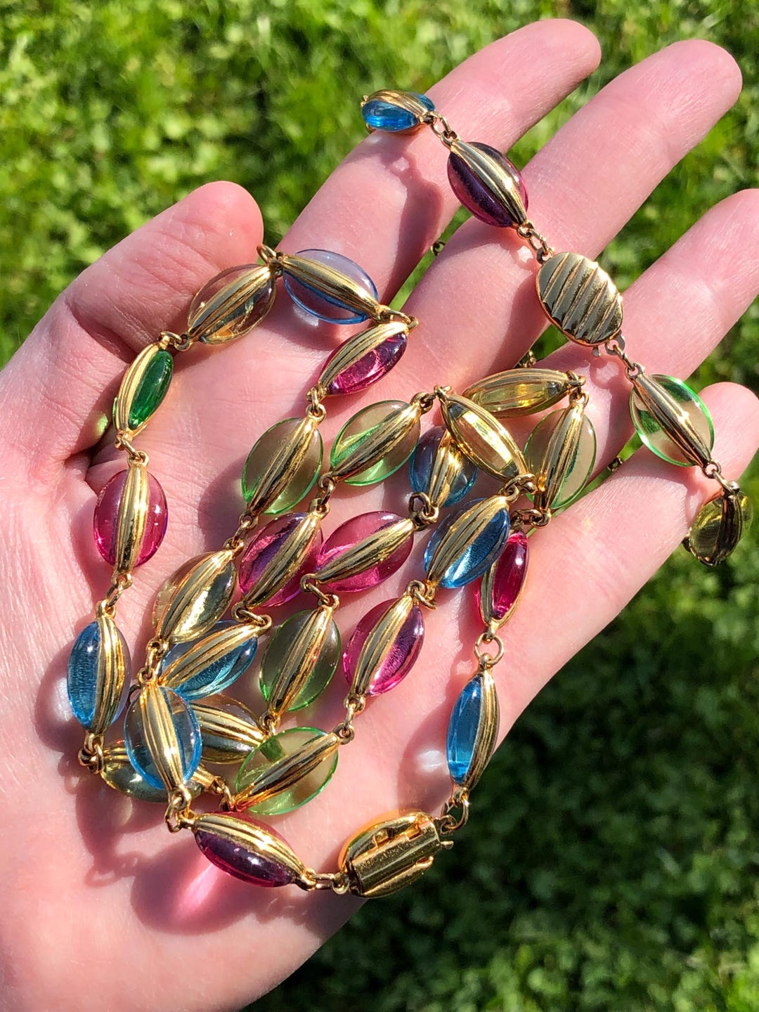 Signed Swarovski Vintage Necklace and Bracelet Set With Multicolored ...