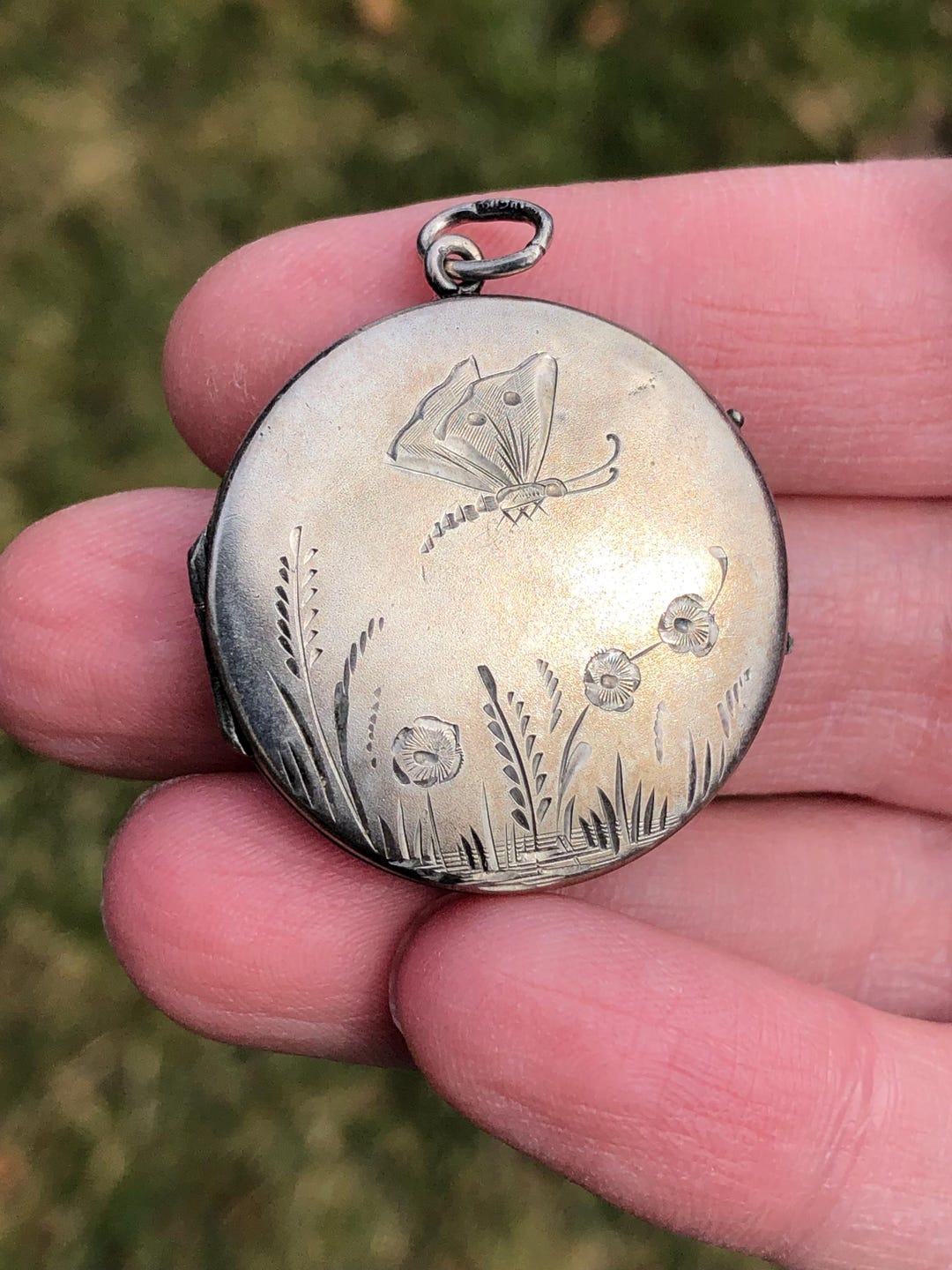 Antique Silver Butterfly Locket - Etsy
