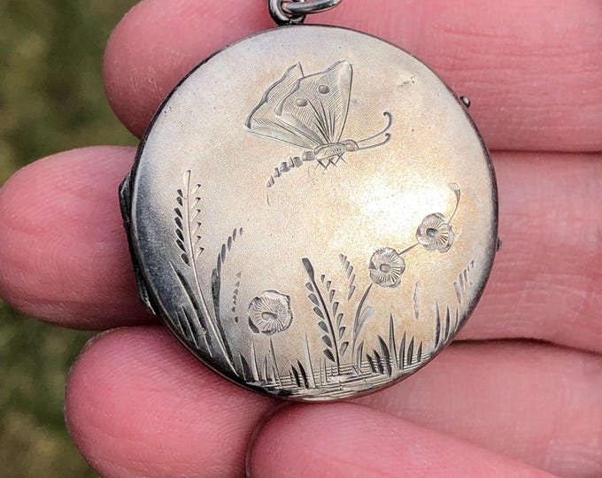 Antique Silver Butterfly Locket - Etsy