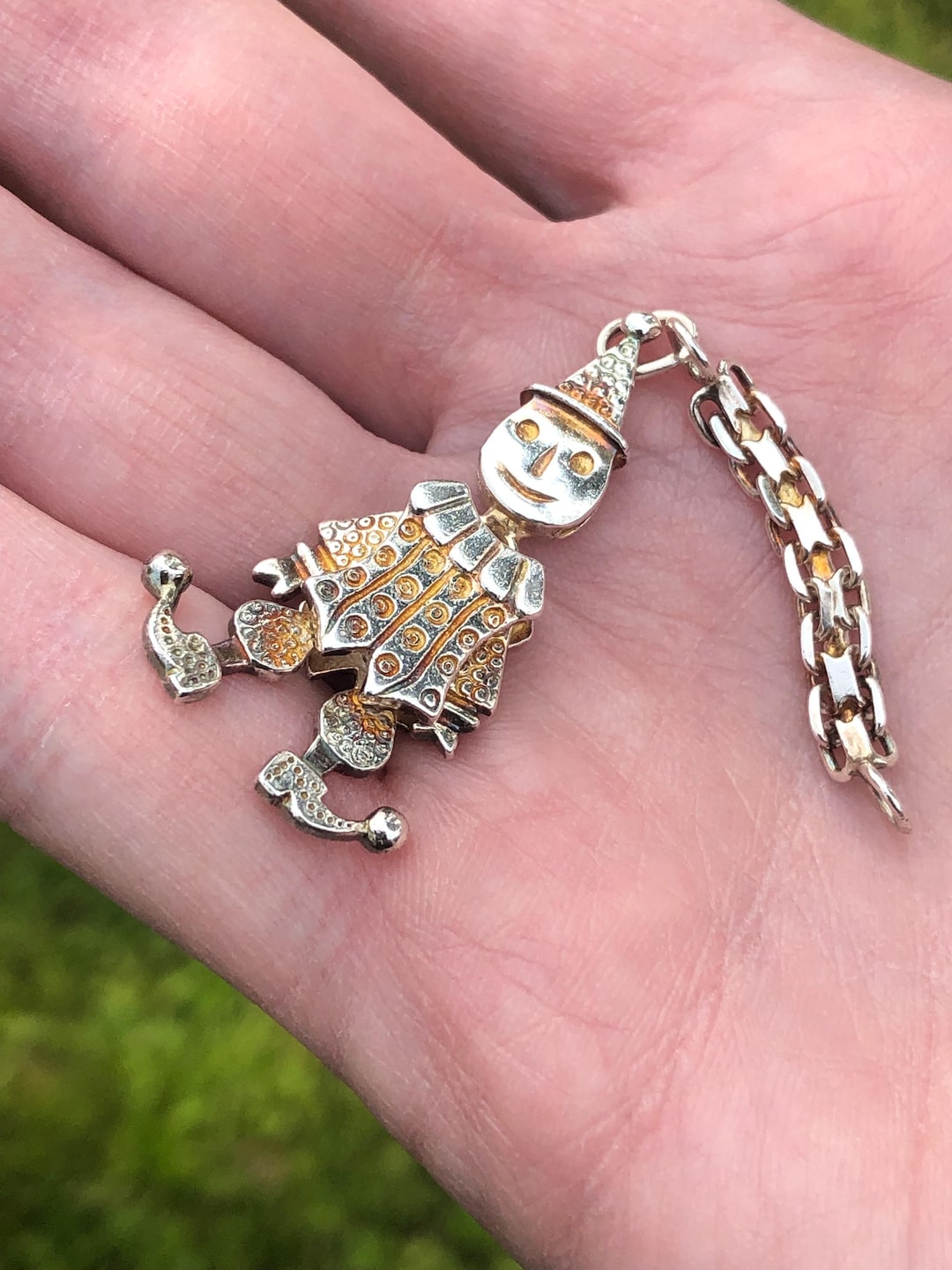 Sterling Articulated Jester Puppet Pendant - Etsy