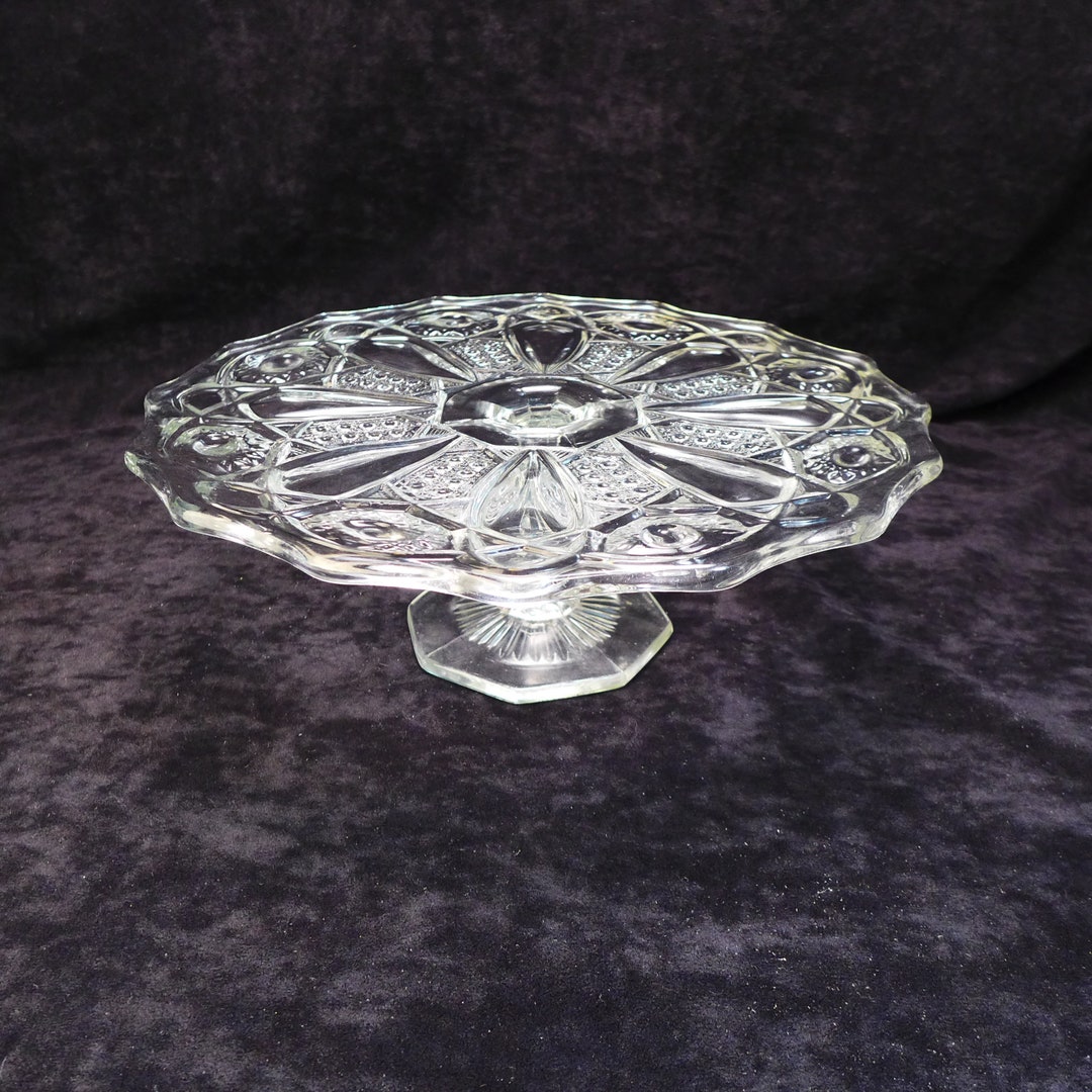 EAPG Mckee Glass Pattern Quintec Gorgeous Pressed Glass Pedestal Cake ...