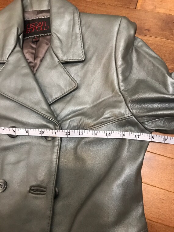 Vintage leather jacket - silver gray leather jacket -… - Gem