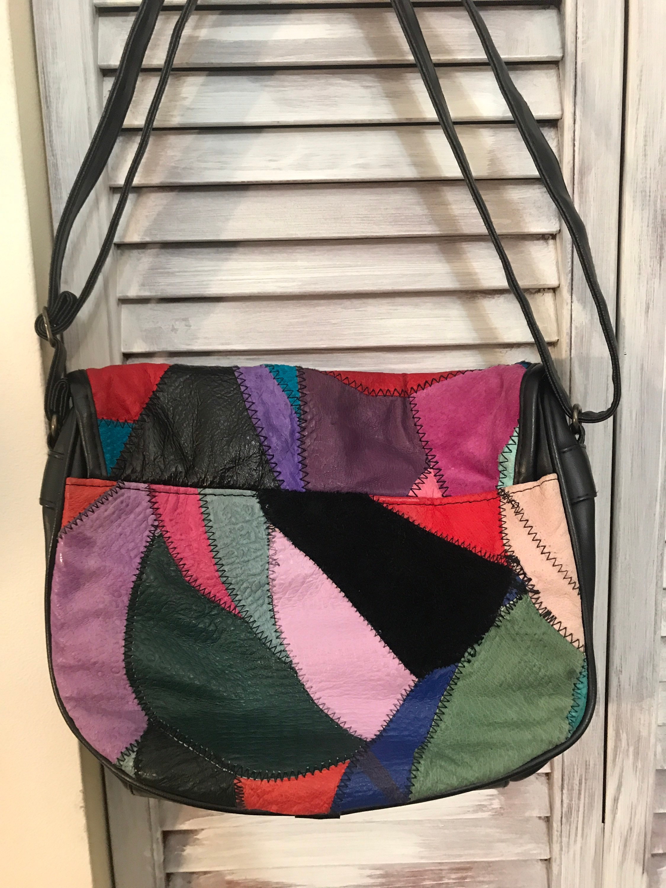 Sac à main vintage patchwork sacoche vintage cuir année | Etsy