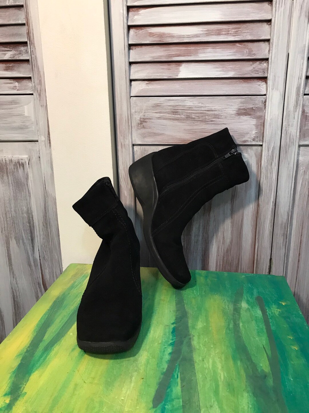 Black Winter Boots - Vintage 90s Boots Vintage Black Suede Boots ...