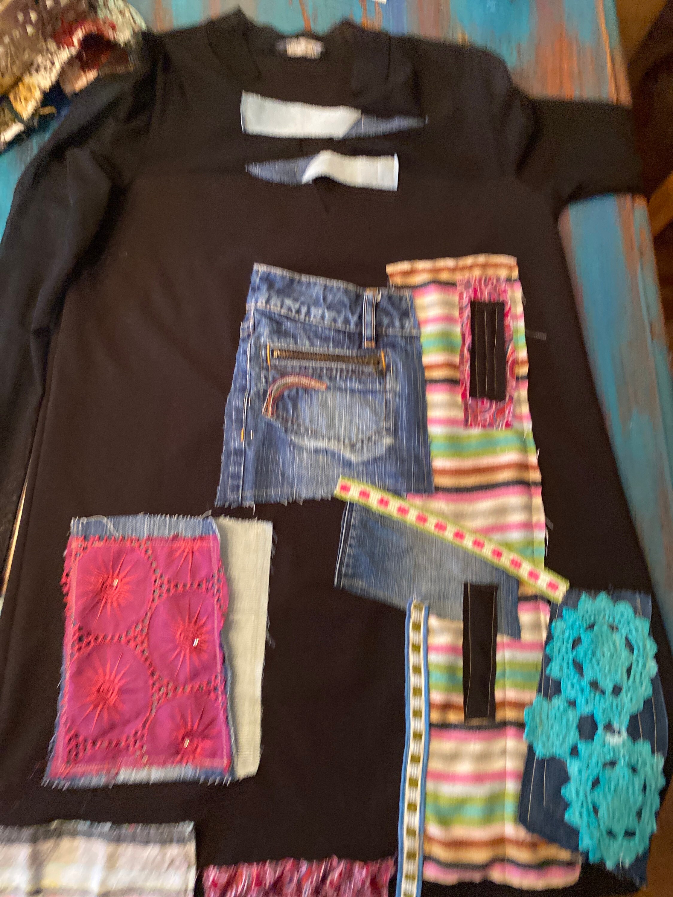 Upcycled Clothing Dress Textile Collage Tunic Black Dress - Etsy