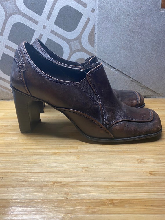 soulier à talon cuir brun femme vintage grandeur 40 - Gem
