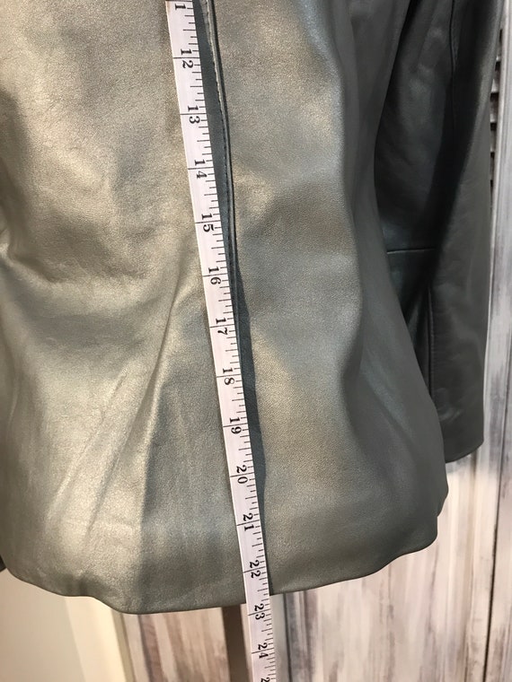 Vintage leather jacket - silver gray leather jacket -… - Gem