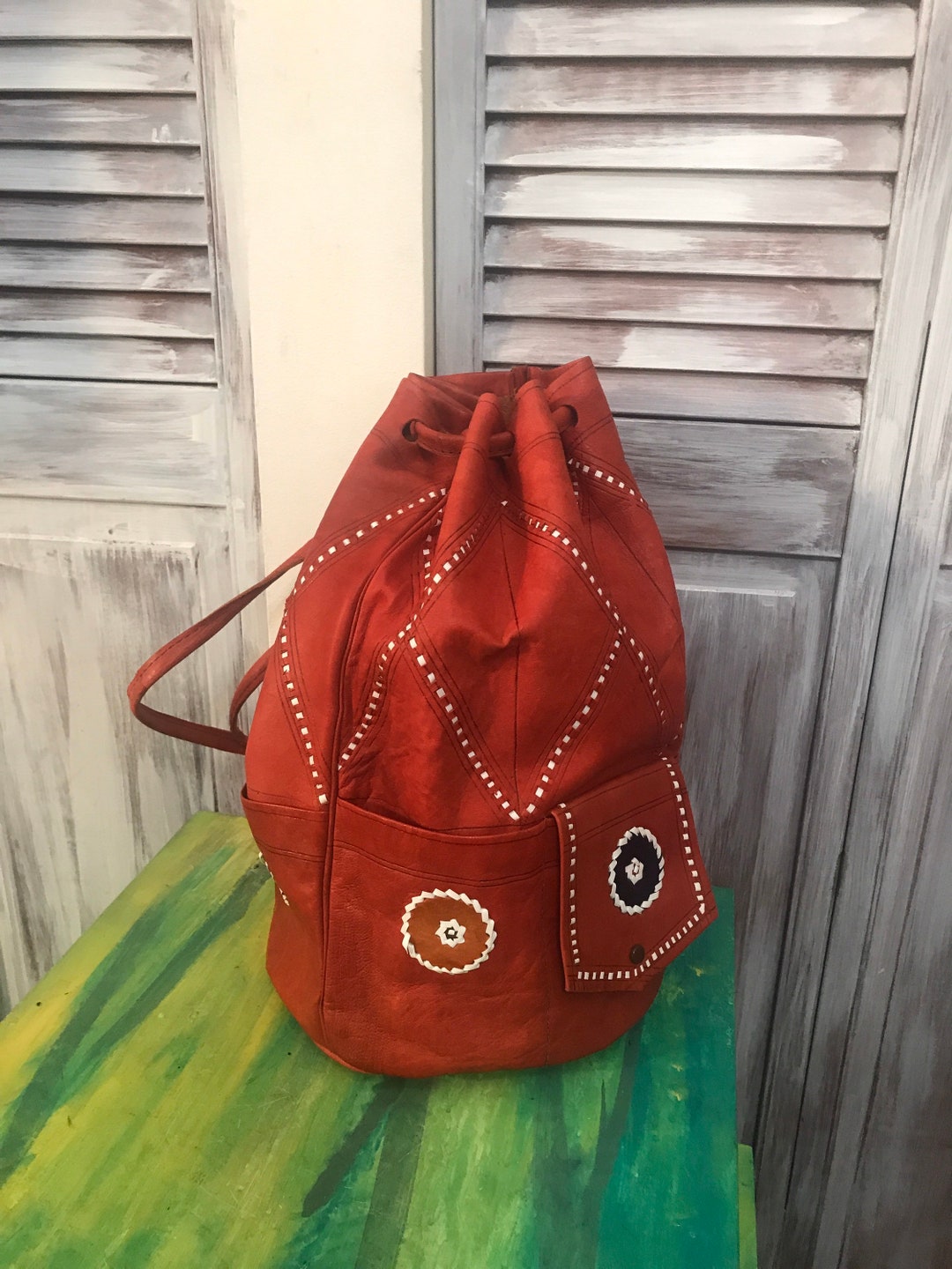 Vintage Red Handbag Backpack Bag to Carry on the Back or by Hand in Red ...