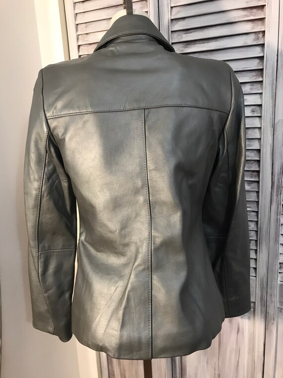 Vintage leather jacket - silver gray leather jacket -… - Gem