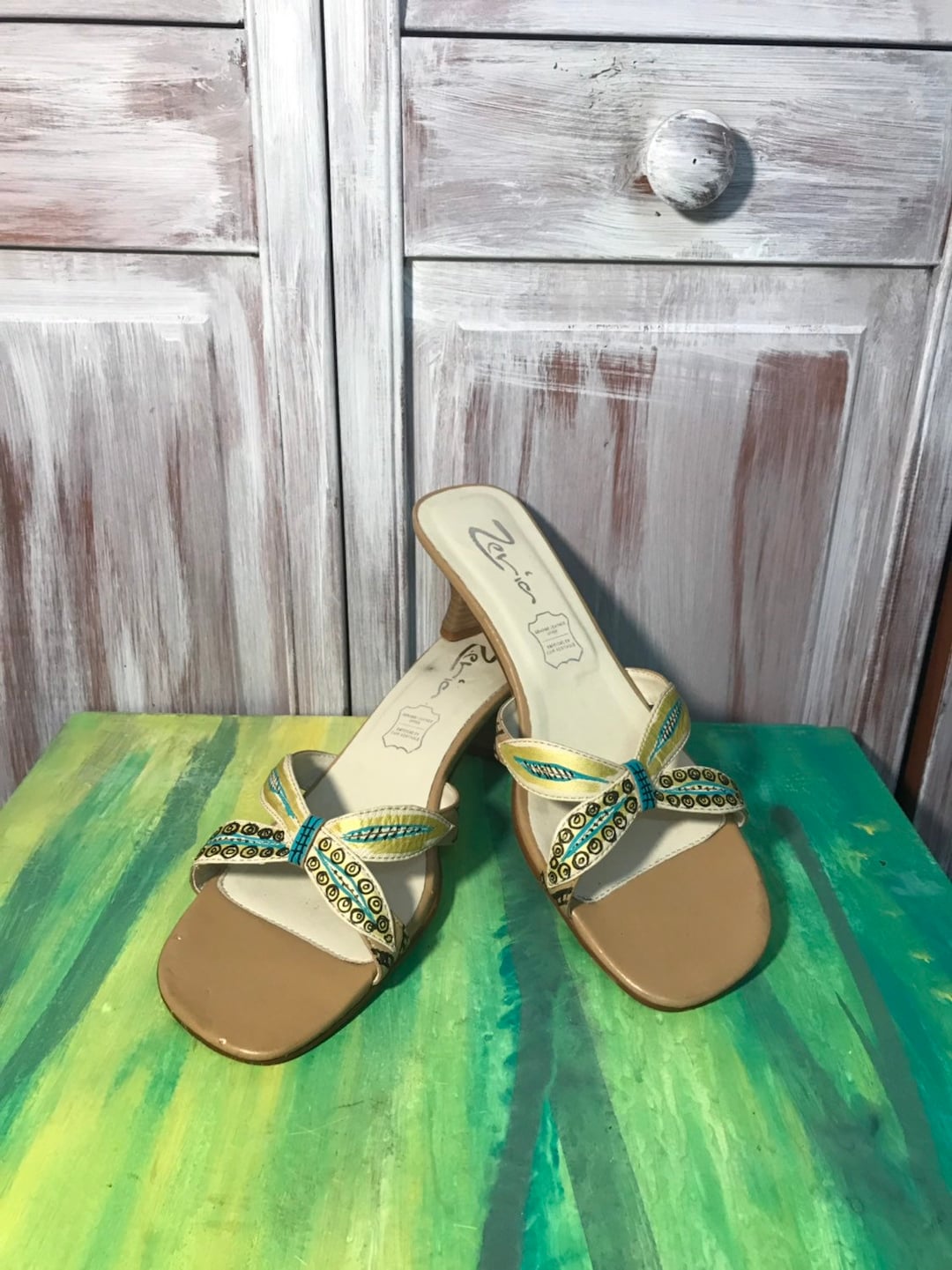 Women's Sandals up Cycled Sandals Hand Painted Huaraches Cream Colored ...