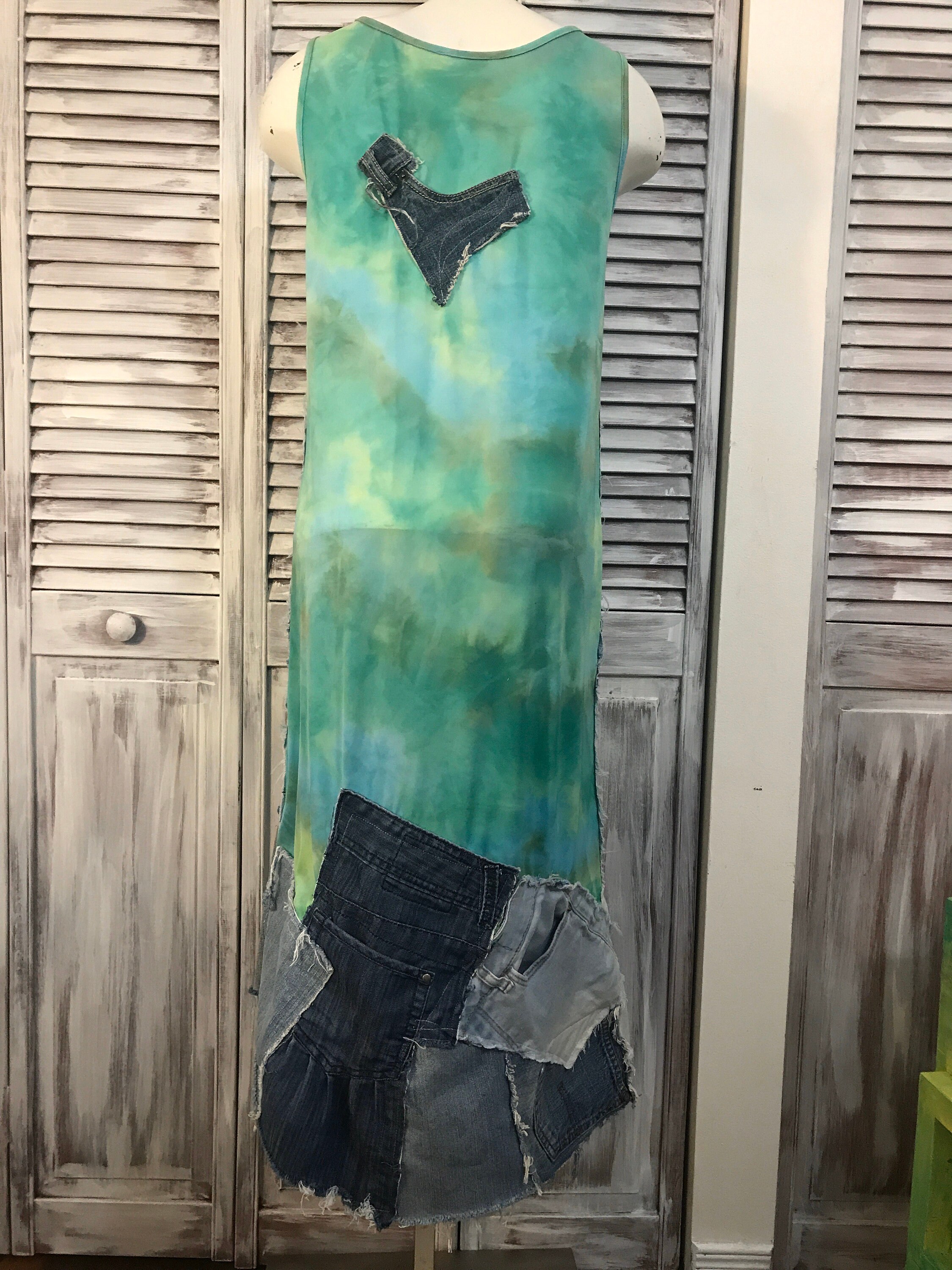 Sleeveless upcycled dress stretch fabric with recovery of | Etsy