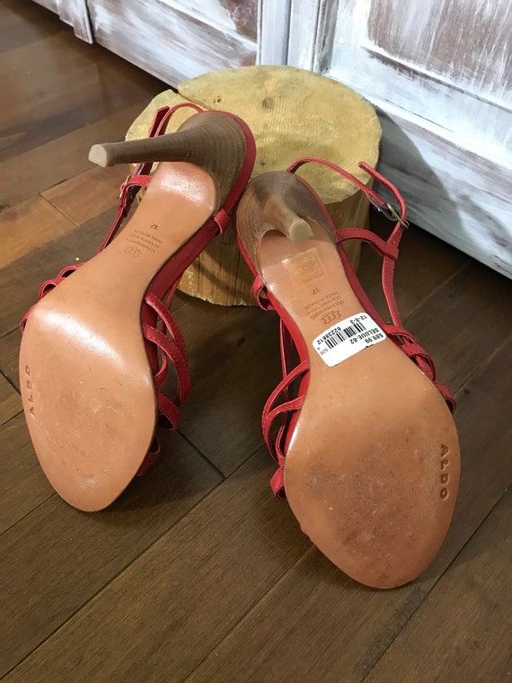 Red woven leather sandals with heel - size 37 - made … - Gem