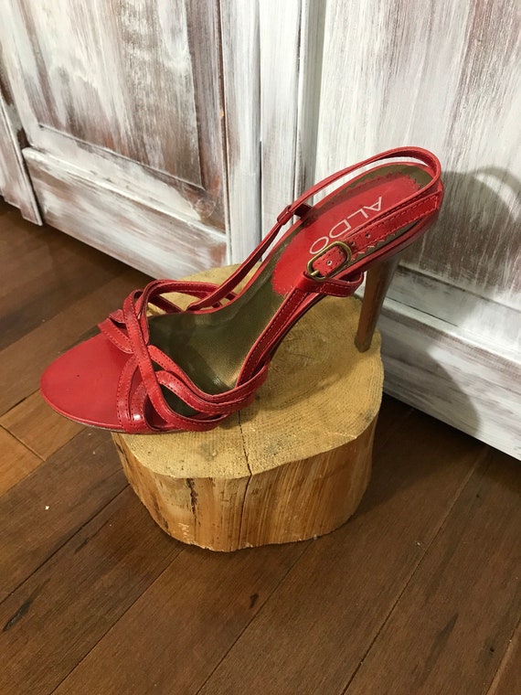 Red woven leather sandals with heel - size 37 - made … - Gem