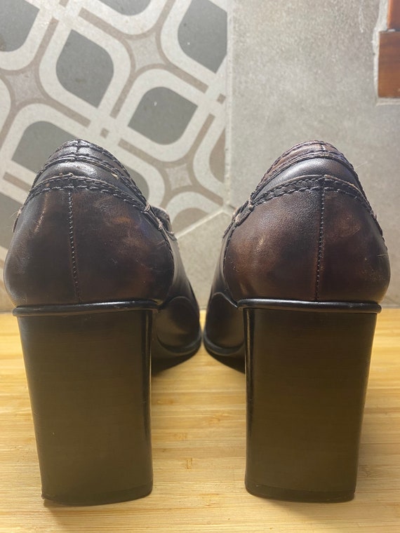 soulier à talon cuir brun femme vintage grandeur 40 - Gem