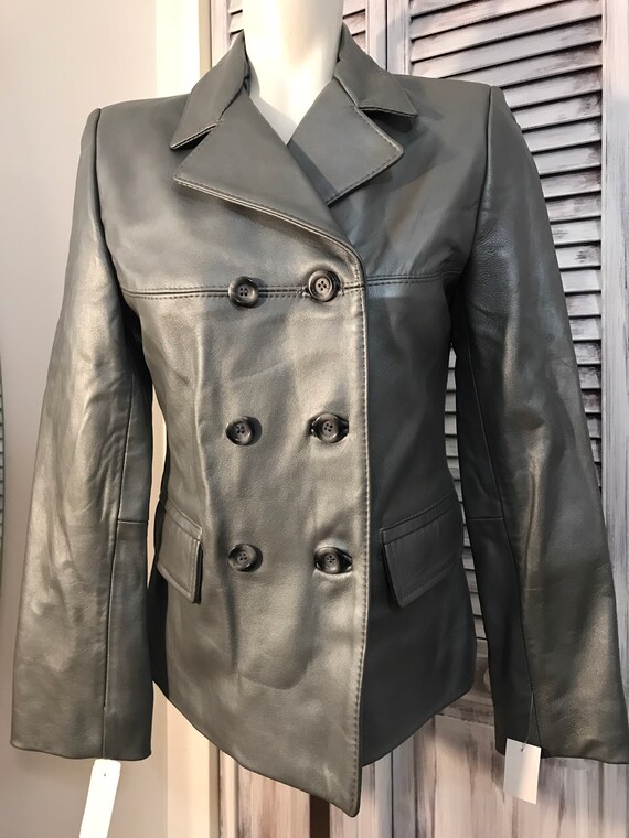 Vintage leather jacket - silver gray leather jacket -… - Gem