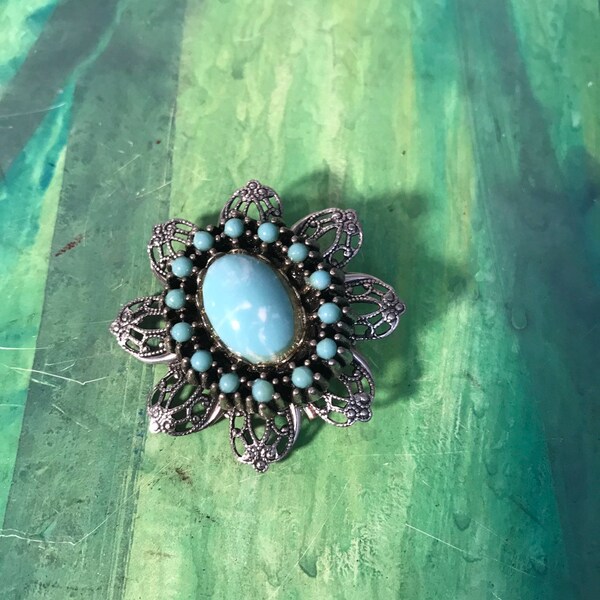Turquoise Brooch - Etsy