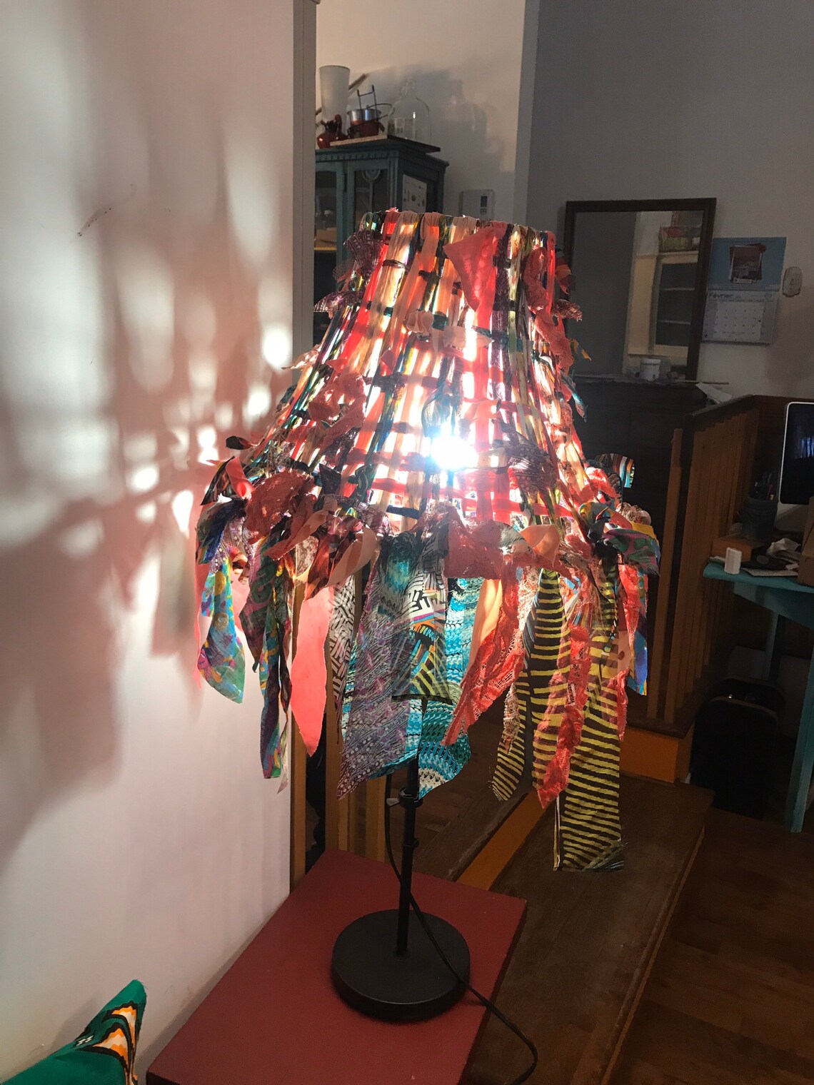Abat jour upcycled lampshade multicolore tissu récupérer en | Etsy