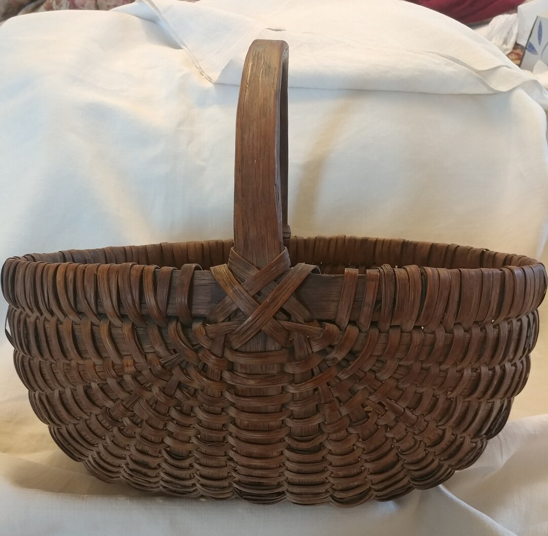 Large Antique Handmade Ash Splint Carrying Basket From New - Etsy
