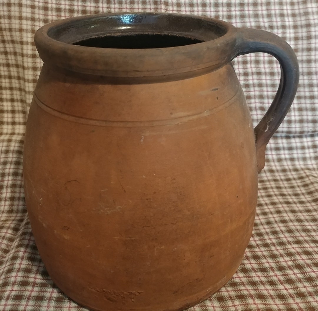 Early Redware Crock With Handle - Etsy
