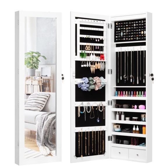 White mirror jewellery cabinet store