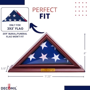 Cherry Wood Flag Display Case – 3x5 Ft, Personalized Name Plate - Etsy