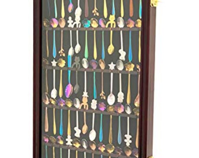 Large Wooden Collector's Rack With Glass Window for Collectible Spoons ...